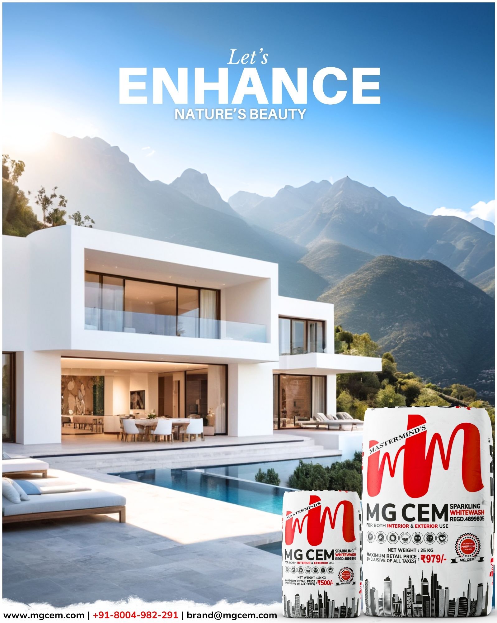 Let's Enhance Nature's Beauty with India's No.1 Premium White Cement Wash MG CEM. - MGCEM