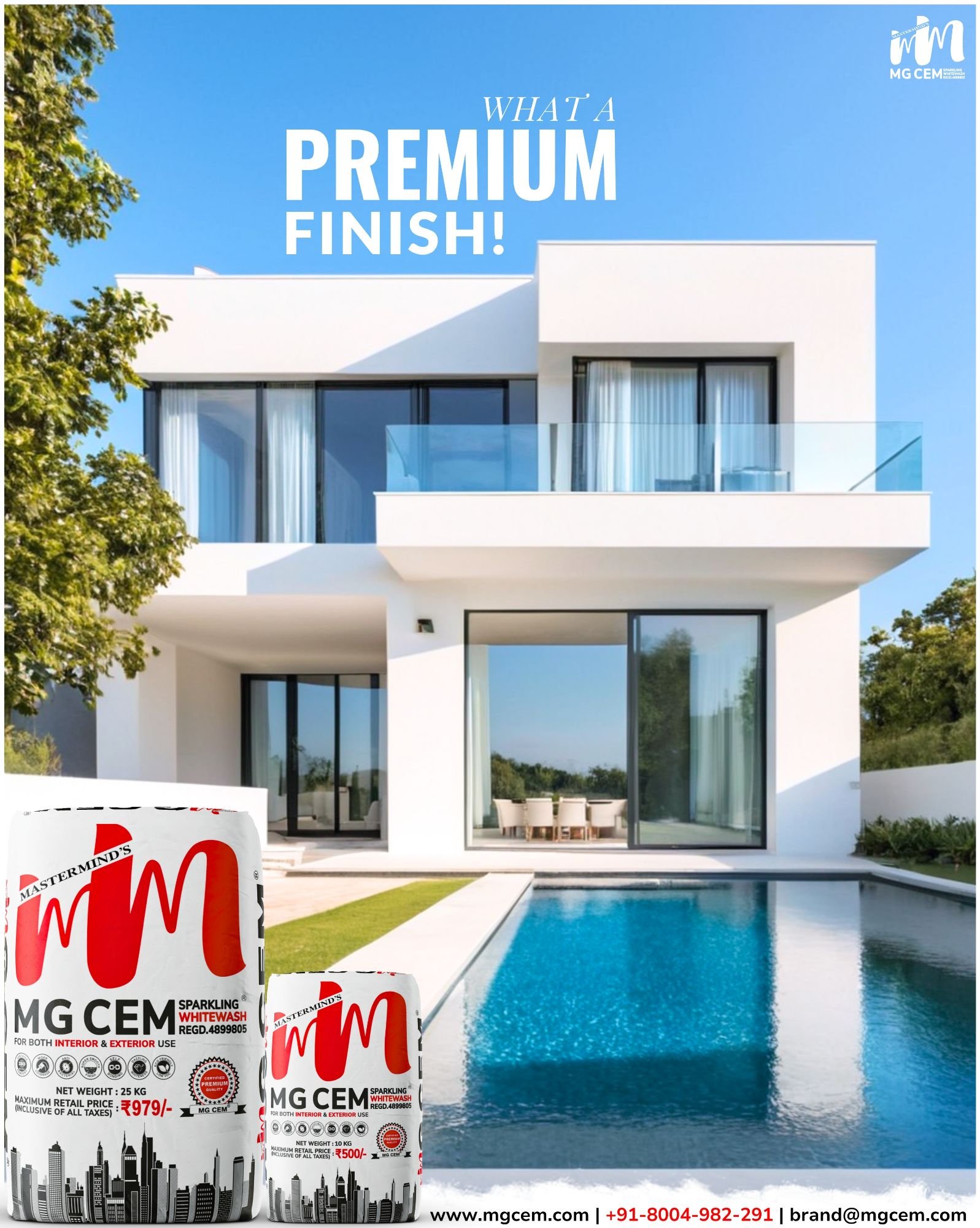 Achieve Premium Finishes with India's No.1 Premium White Cement Wash MG CEM. ️ ️ - MGCEM